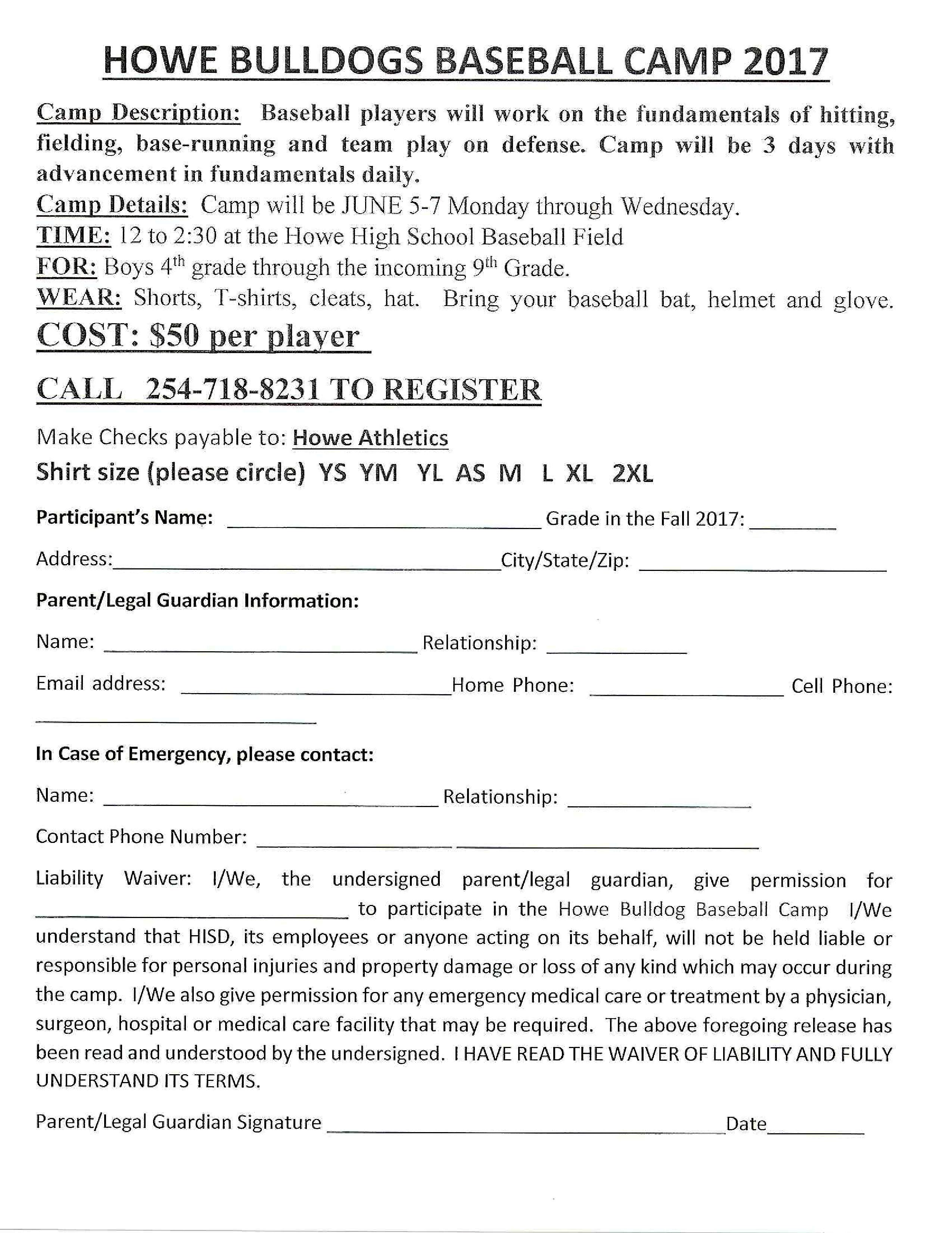 Howe Bulldogs Baseball Camp 2017 - The Howe Enterprise