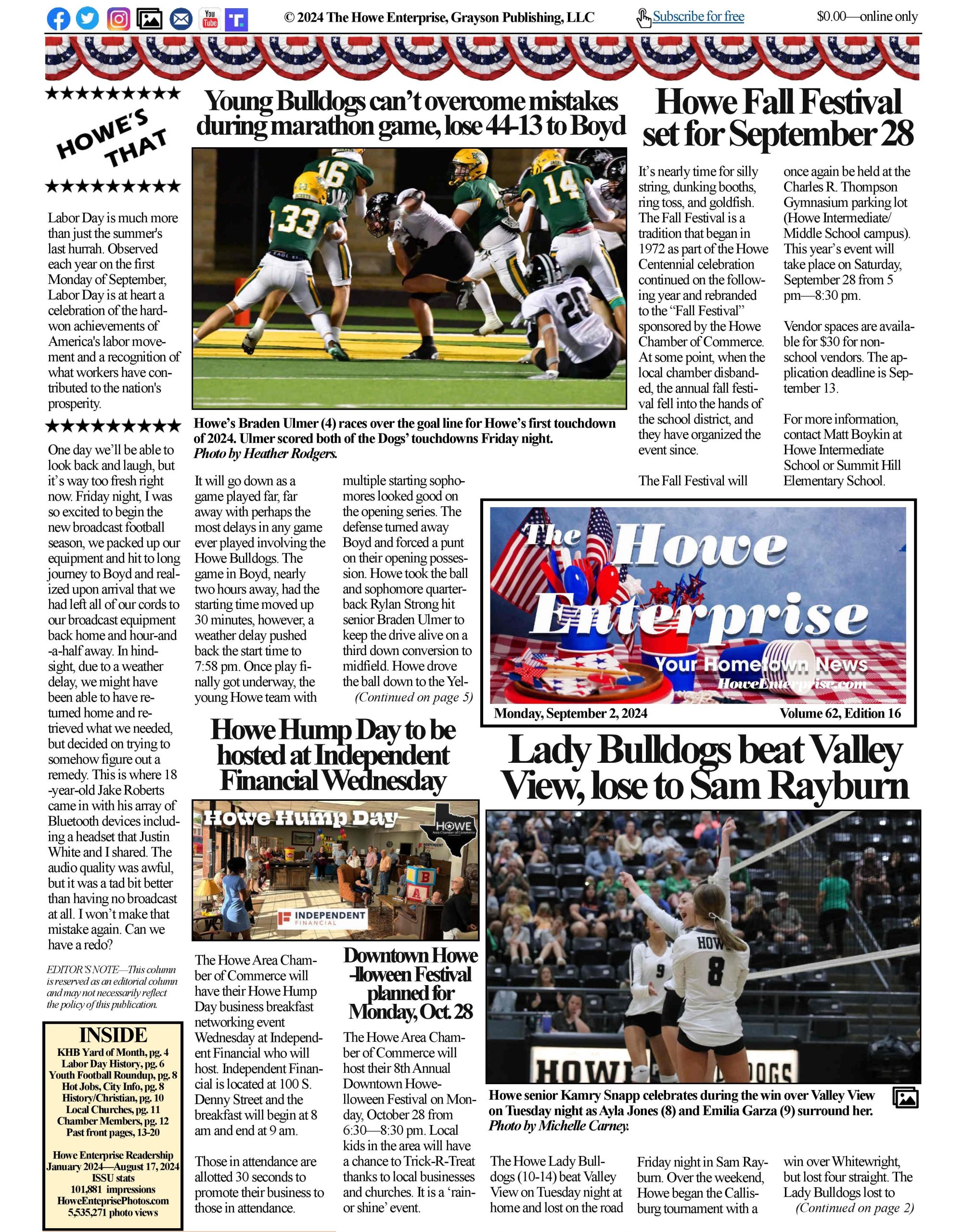 62.16 Howe Enterprise September 2, 2024 - The Howe Enterprise
